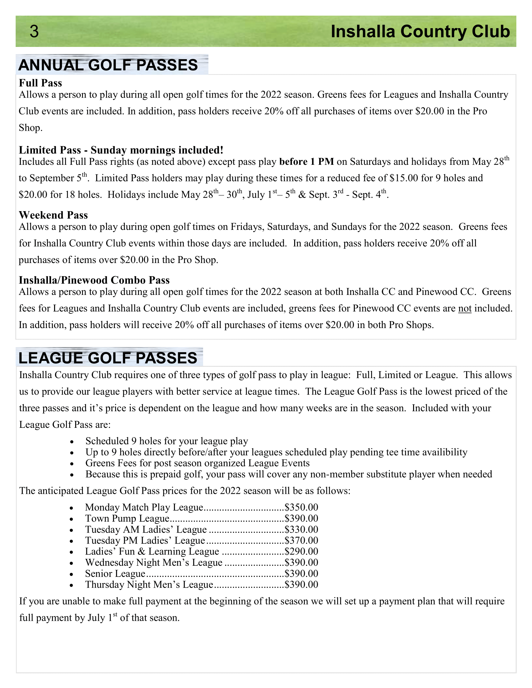 Newsletter - Inshalla Country Club